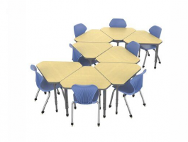 HEXAGONAL CLASSROOM TABLE SET WITH ERGONOMIC CHAIRS