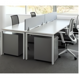 Computer Lab Workstation with Divider Panels & Ergonomic Chairs